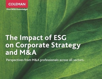 Coleman Research releases study on ESG impact on M&A and corporate ...